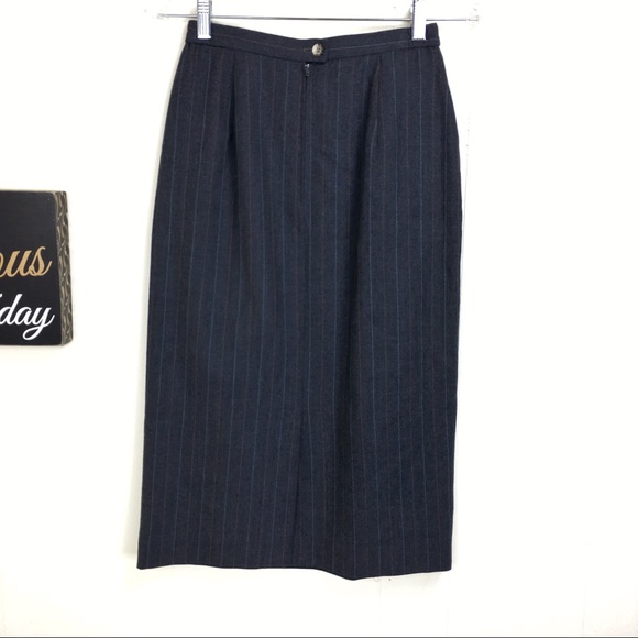 Vintage | Skirts | Vintage Gray Worsted Wool Pinstripe Pencil Skirt ...